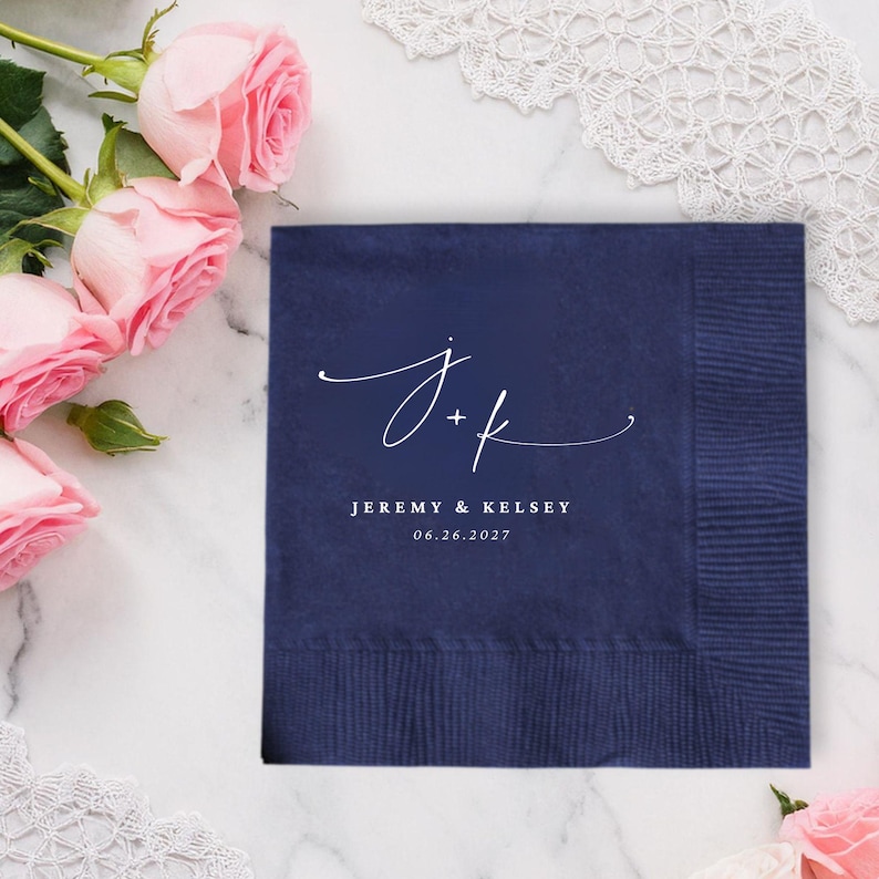 Personalized Wedding Napkins Custom Monogram Cocktail Napkins Bridal ...