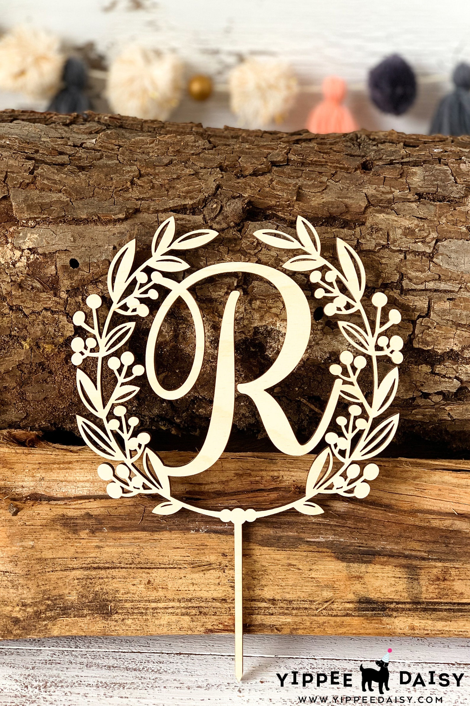 Rustic Wedding Cake Topper Letter Monogram Cake Topper | Etsy