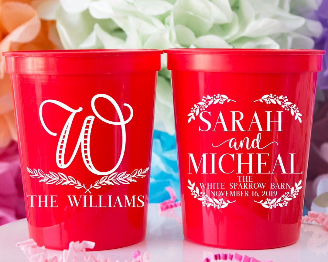 Custom Wedding Cups Reception Bar Cups Engagement Party Cup Wedding ...