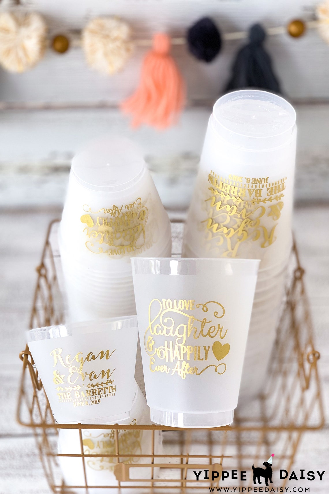 To Love Laughter and Happily Ever After Wedding Frosted Cups | Etsy