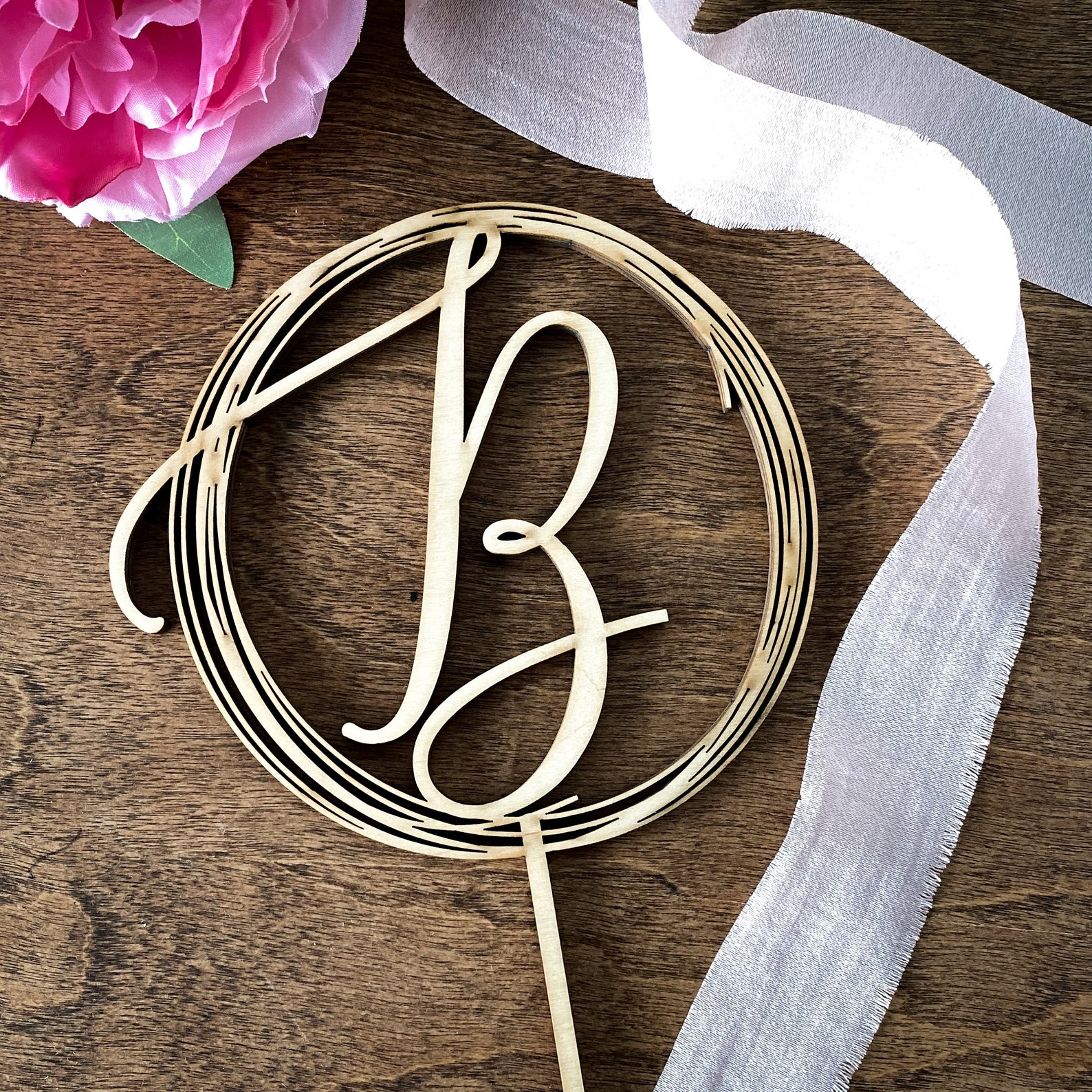 Letter Cake Topper Rustic Cake Topper Monogram Cake Topper Wooden Cake ...