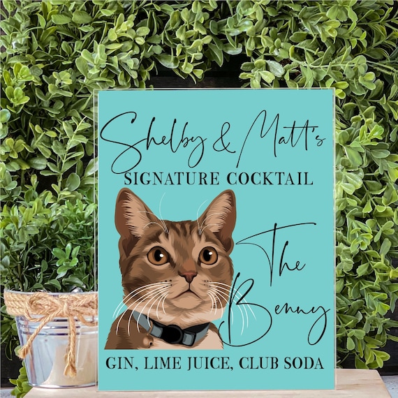 Personalized Cat Signature Drink Sign Pet Custom Drink Sign | Etsy