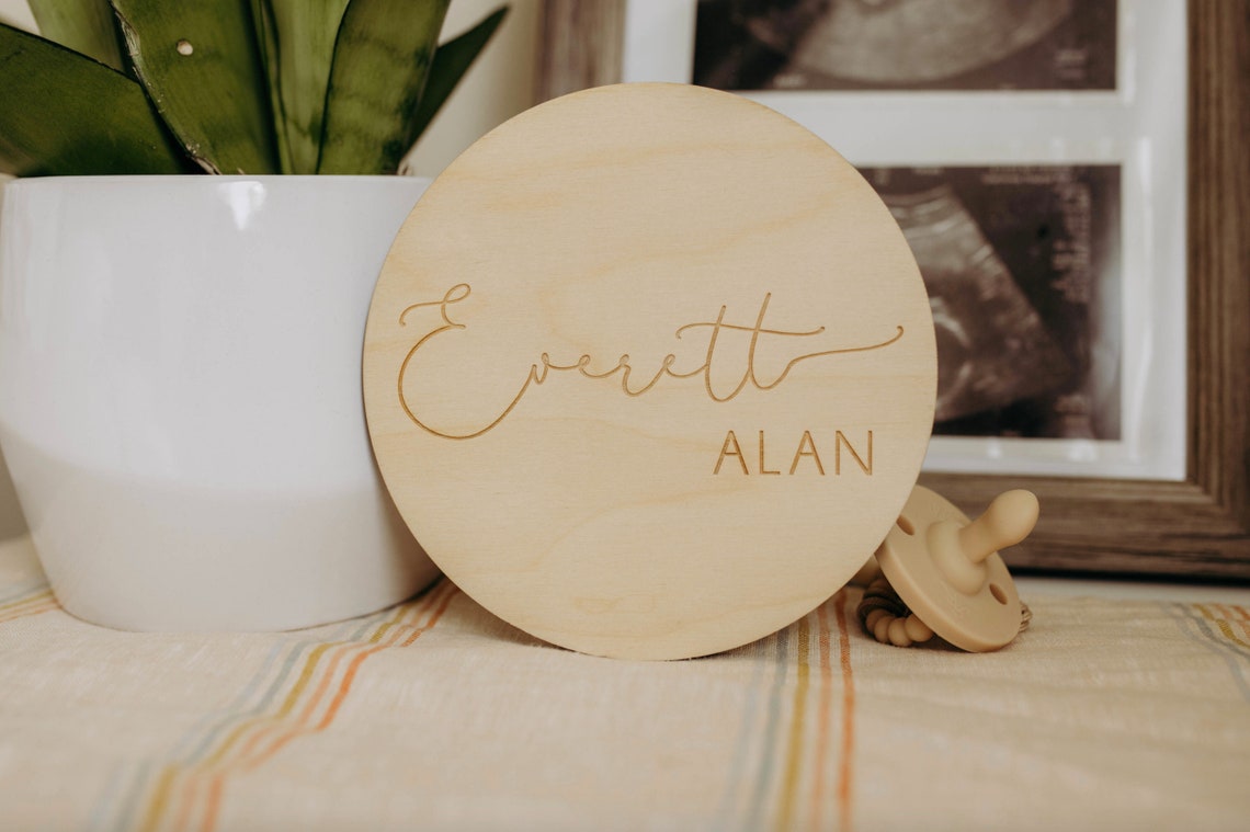 Wooden Engraved Name Sign, Birth Announcement Sign, Newborn Name Sign ...