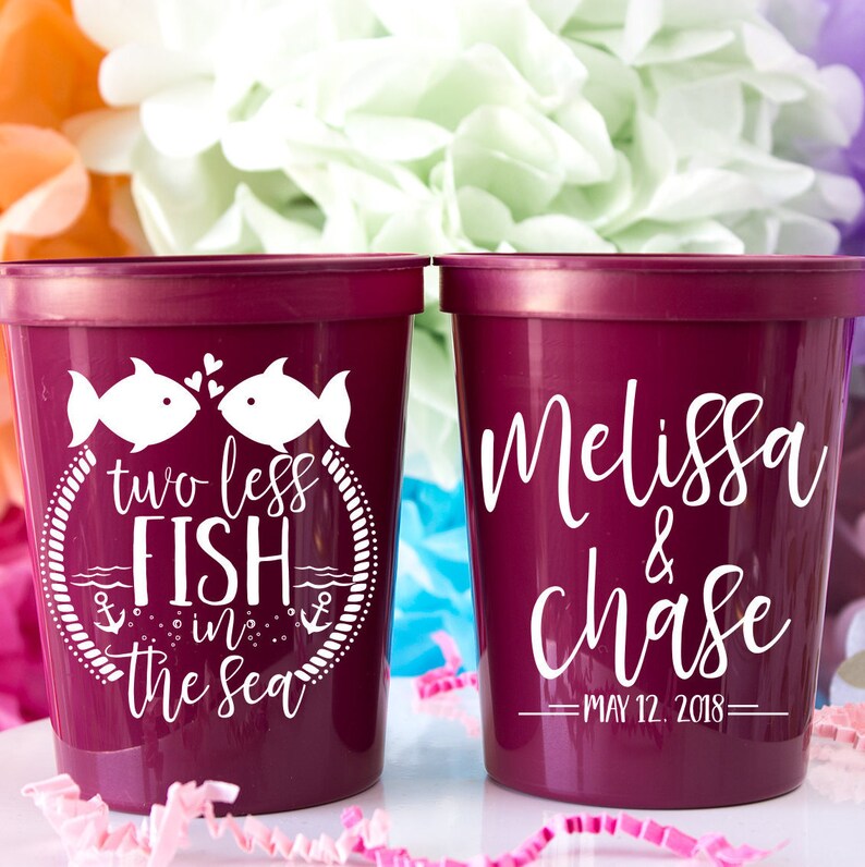 Two Less Fish in the Sea Wedding Personalized Cups for | Etsy