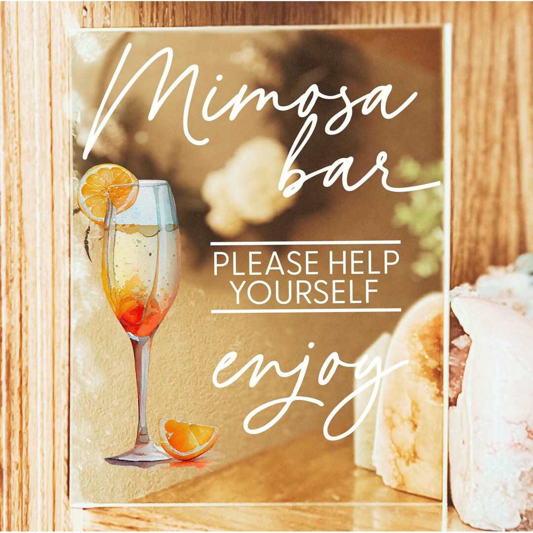 Mimosa Bar Sign - Gold Mirror or Clear Acrylic - Bubbly & Brunch ...