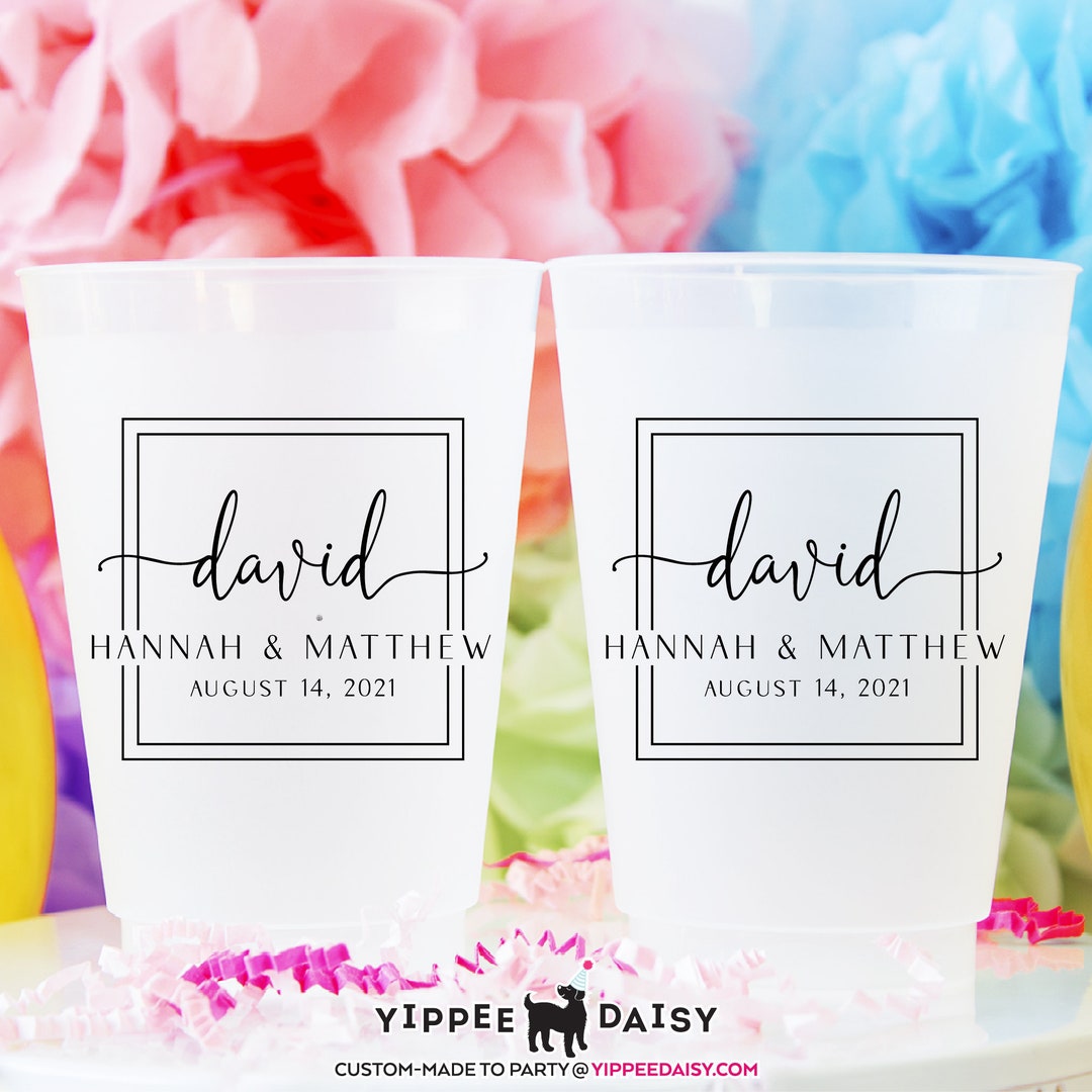 Custom Wedding Cups, Wedding Favor Cups, Frosted Plastic Cups, Frost ...