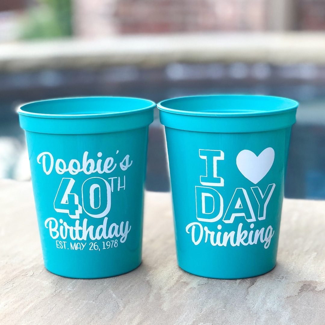 40th Birthday Cups 40th Party Cups Custom Cups Personalized Cups ...