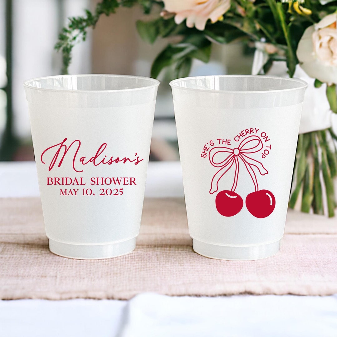 She's the Cherry on Top Cups - Bridal Shower Cups - Baby Shower Cups ...