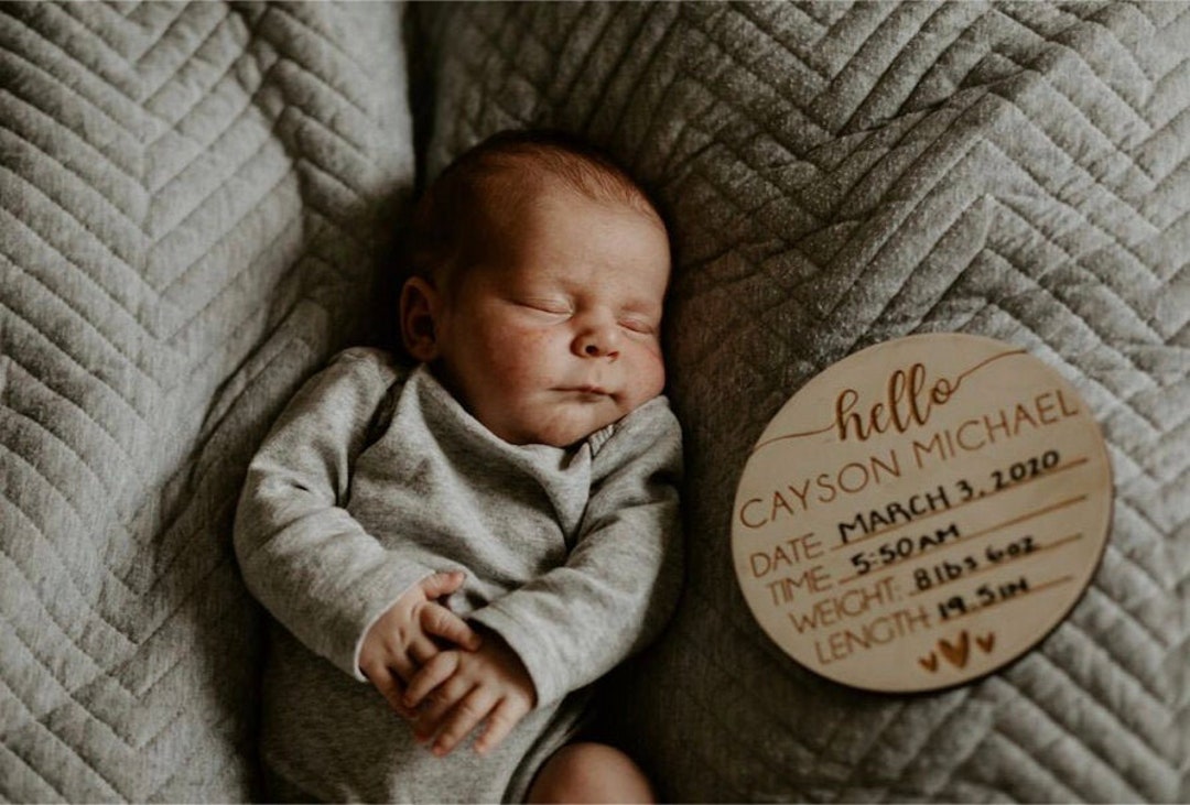 Wooden Baby Name Sign, Custom Engraved Baby Name, Birth Announcement ...