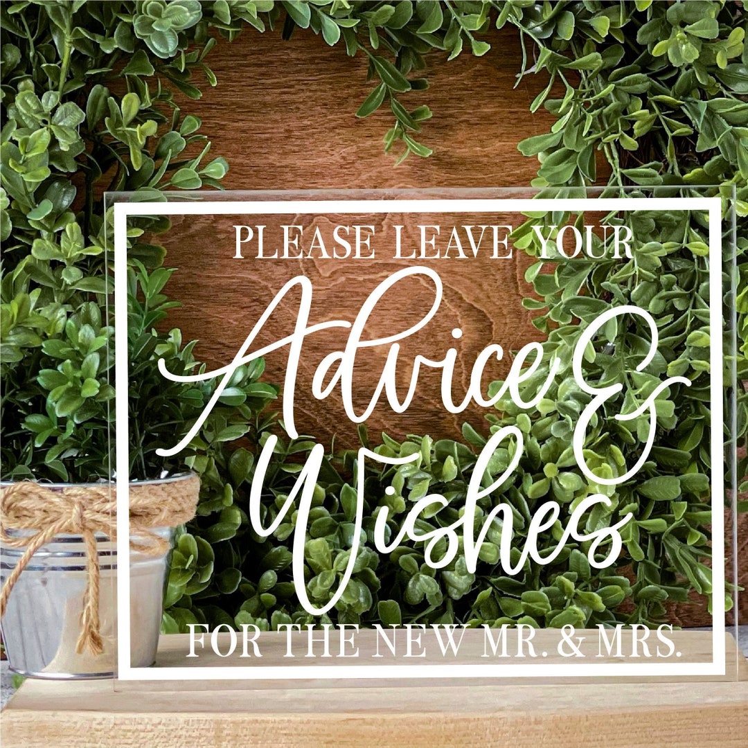 Acrylic Wedding Sign Advice Sign New Mr & Mrs Newlyweds Couple Table ...