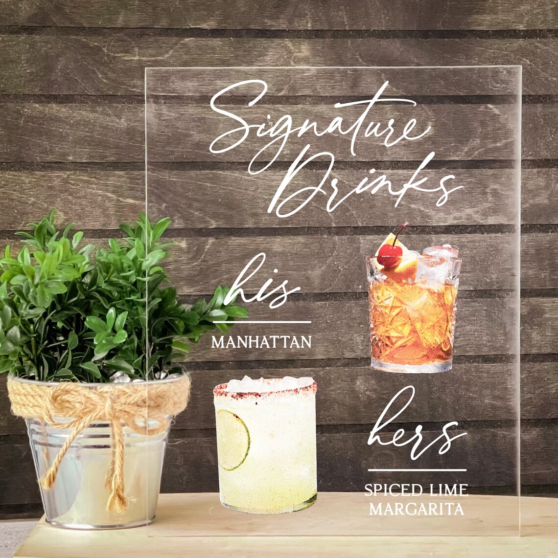 Custom Cocktail Menu Personalized Drinks Sign Acrylic Wedding - Etsy