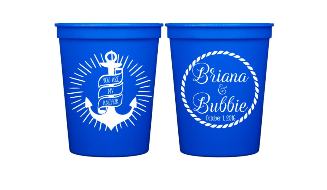 Nautical Wedding, Nautical Cup, Wedding Favors, Stadium Cup, Anchor Cup ...