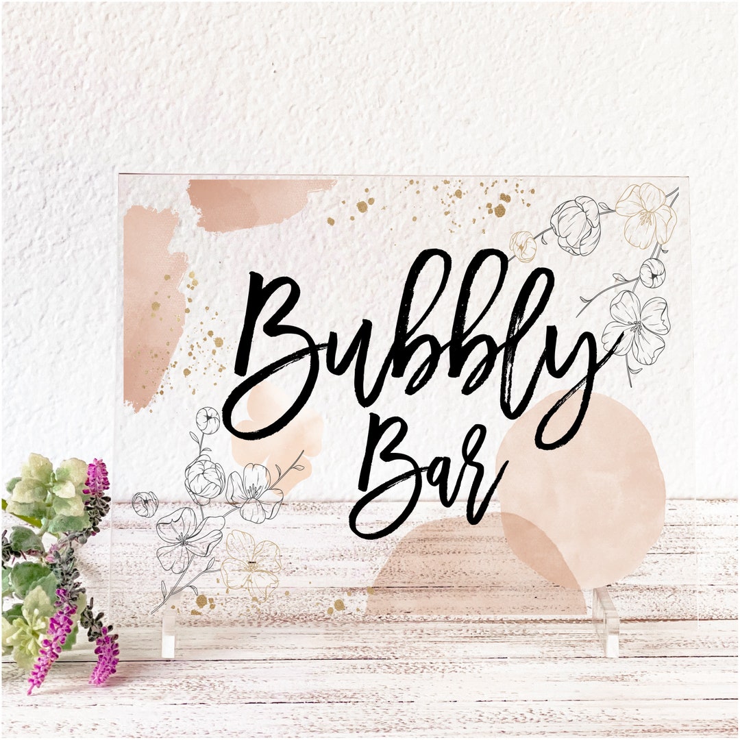 Bubbly Bar Wedding Bar Sign Mimosa Champagne Bridal Shower Bachelorette ...
