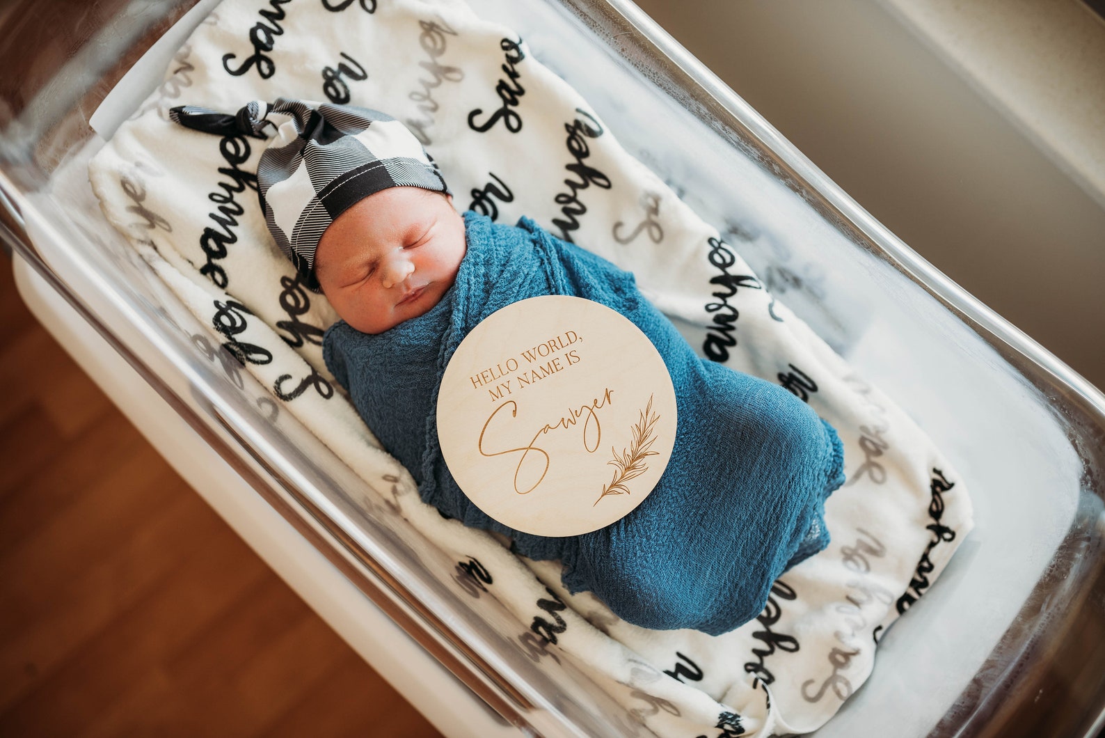 Birth Announcement Sign Wooden Baby Name Tag Laser Engraved - Etsy