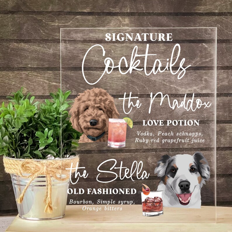 Custom Dog Signature Drinks Sign Wedding Custom Dog Drink Sign - Etsy