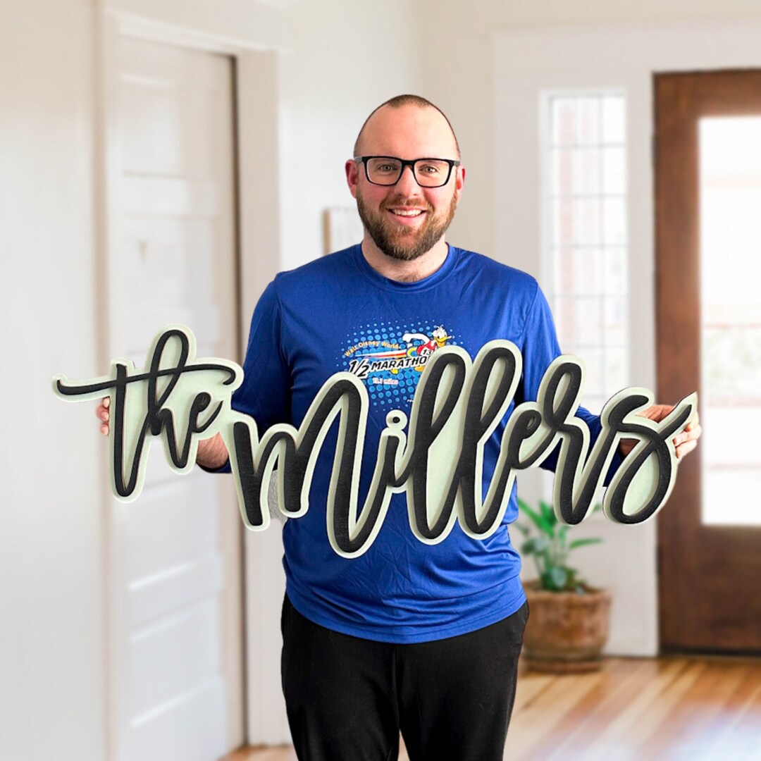 Last Name Sign Large Family Name Sign Script Wedding Name Custom Sign ...