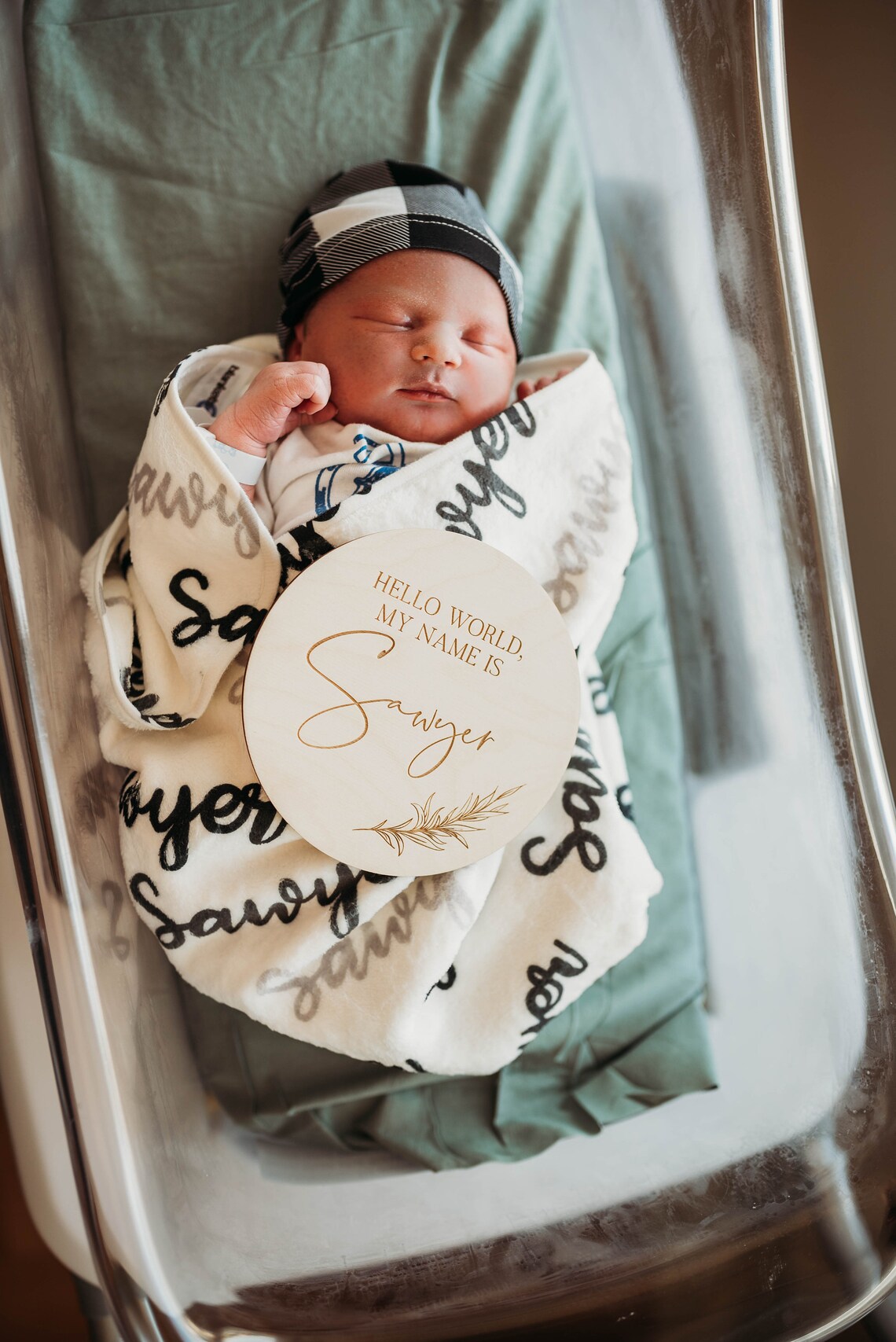 Custom Baby Name Sign, New Baby Announcement Plaque, Hello World My ...