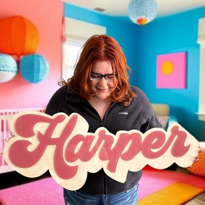 Custom Nursery Name Sign Groovy Wall Art Custom Acrylic & Wood - Etsy