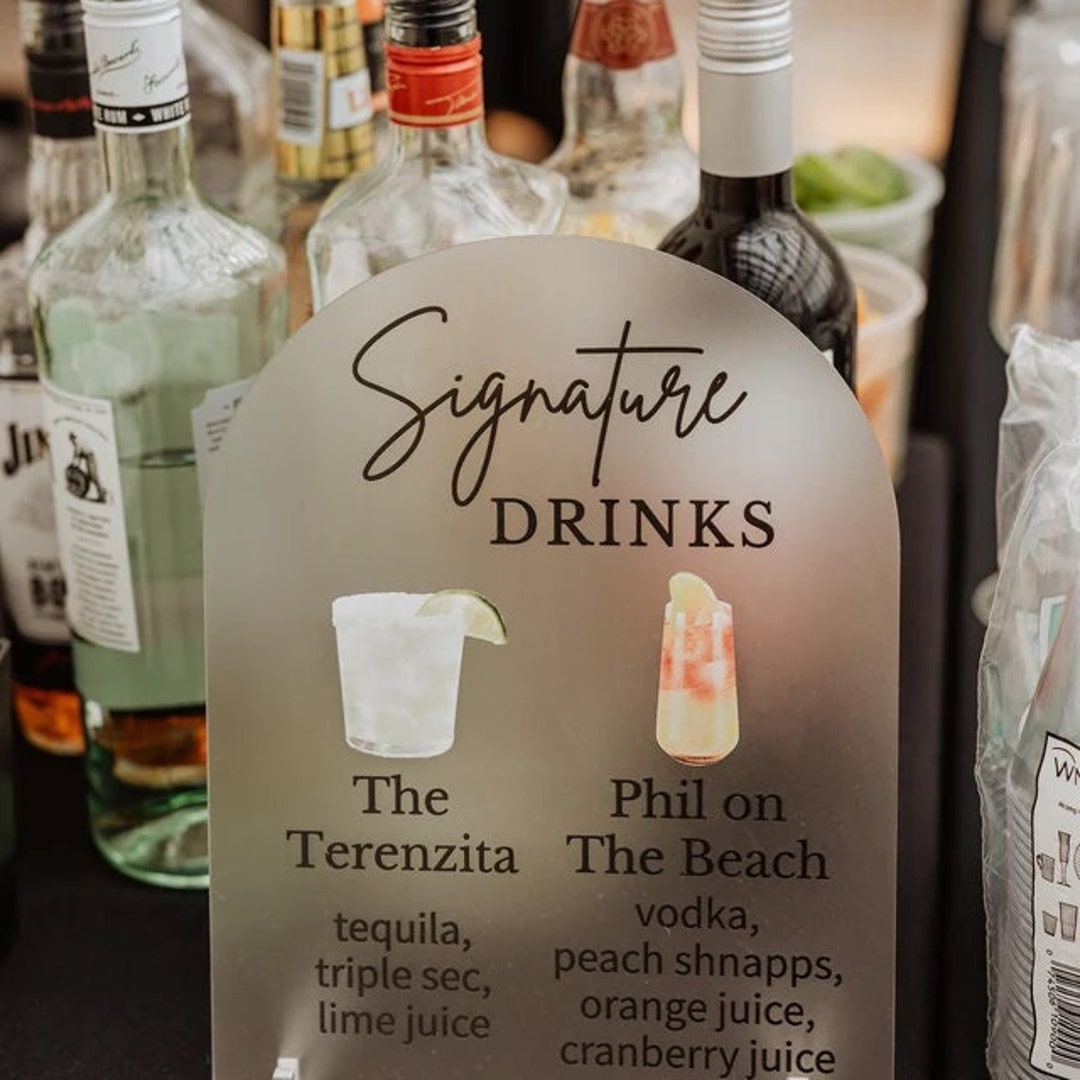 Signature Drinks Sign Cocktail Bar Mocktail Drink Sign Wedding Bar Menu ...