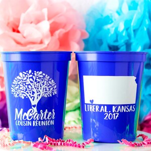 Family Reunion Favors, Family Tree, Lake Barbecue Party Cups, Custom ...