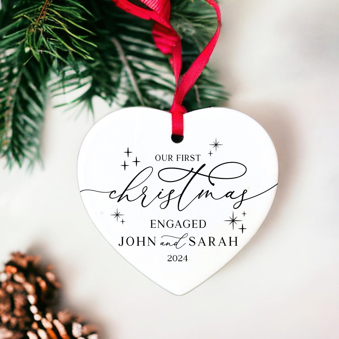Personalized Engagement Christmas Ornament 2024, Our First Christmas ...