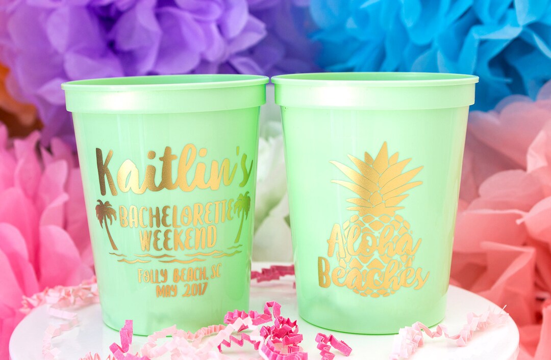 Bachelorette Party Favor, Aloha Beaches, Custom Party Cups, Bridal ...