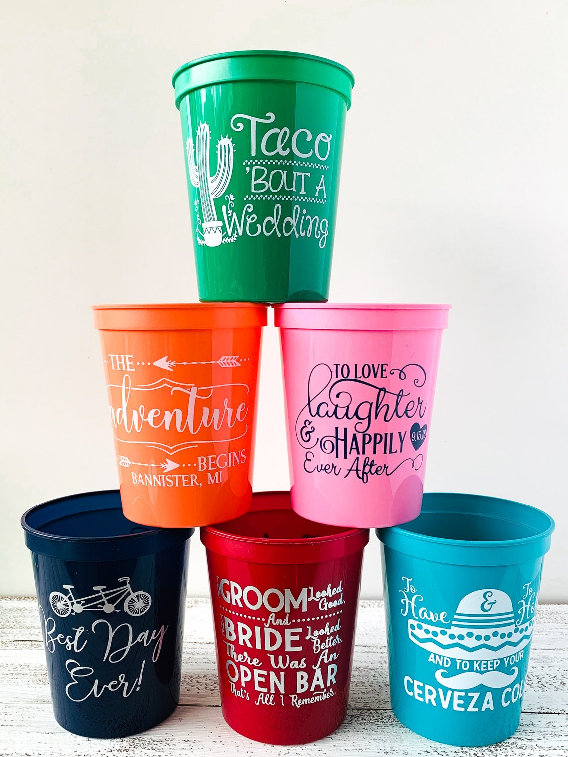 Custom Printed Cups Anniversary Party Cups Monogrammed Gifts - Etsy