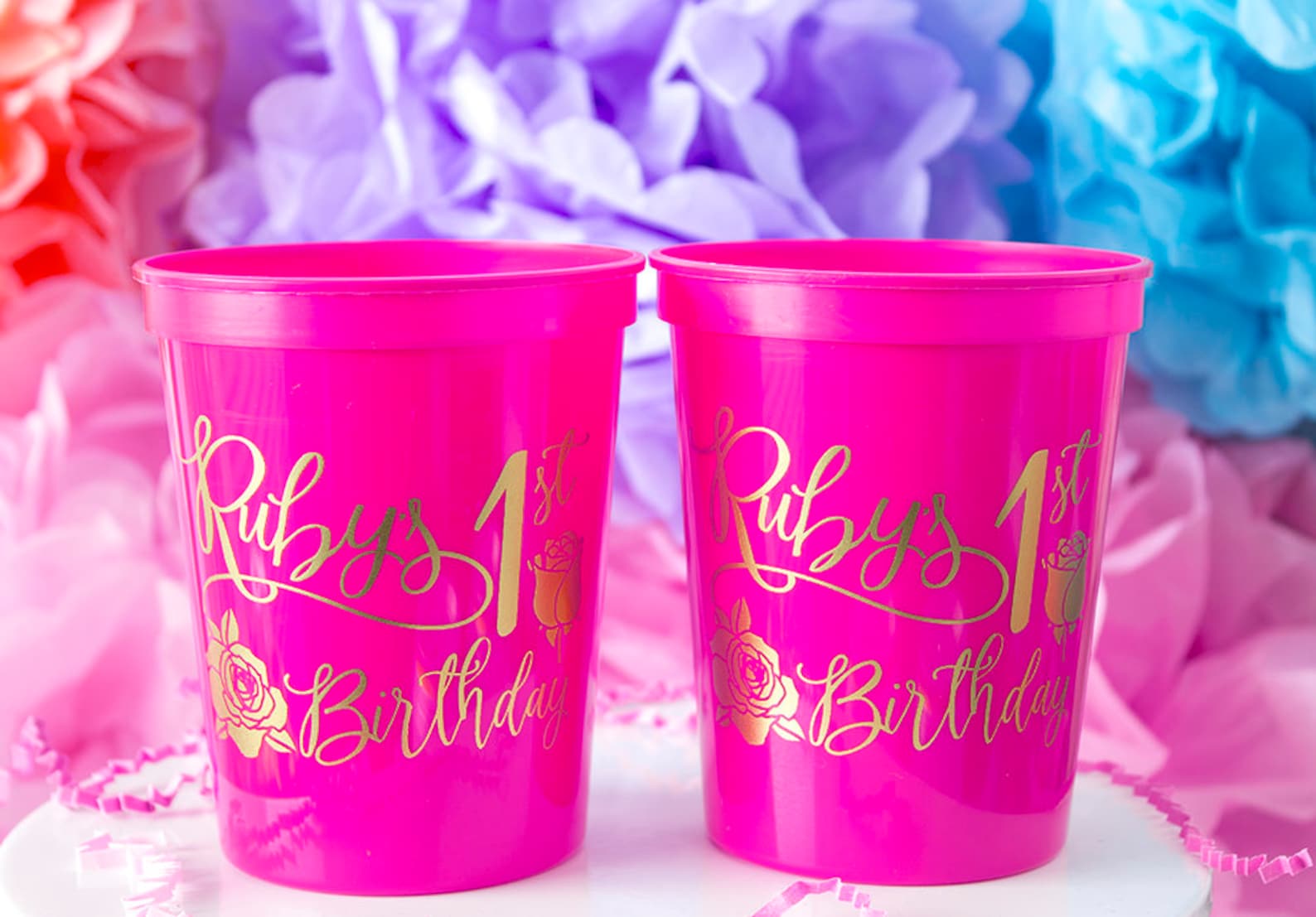 Birthday Cups Pink Party Cups Girls Birthday Princess | Etsy