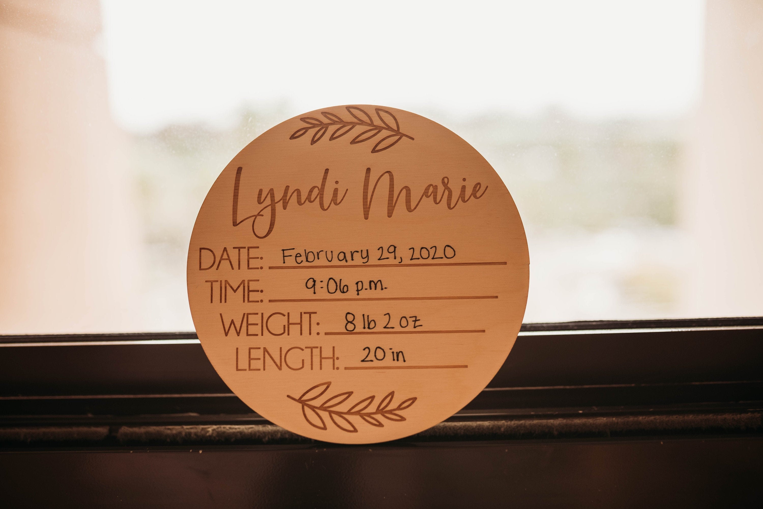Engraved Baby Name Sign Newborn Birth Stats Sign Round | Etsy
