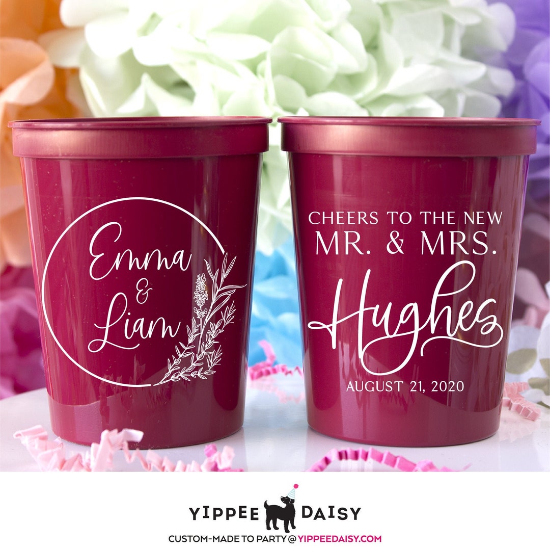 Personalized Wedding Cups, Wreath Wedding Cups, Wedding Favors for ...