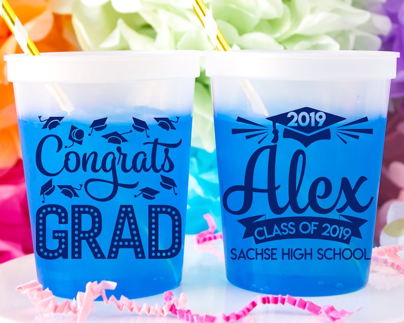 Graduation Cups, Congrats Grad, Personalized Stadium Cups, Custom Party ...