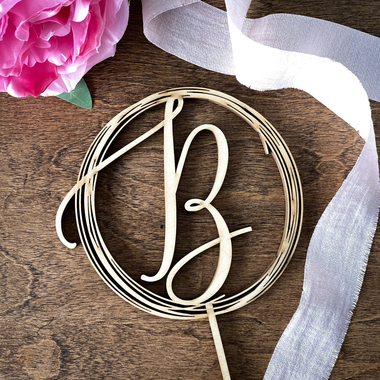 Letter Cake Topper Rustic Cake Topper Monogram Cake Topper Wooden Cake ...