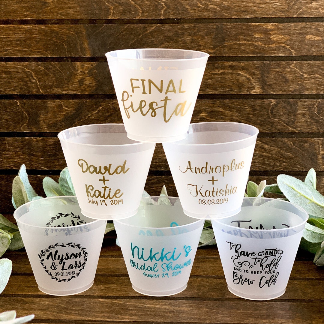 Wedding Reception Cups, 9oz Cups, Plastic Wine Cups, Personalized ...