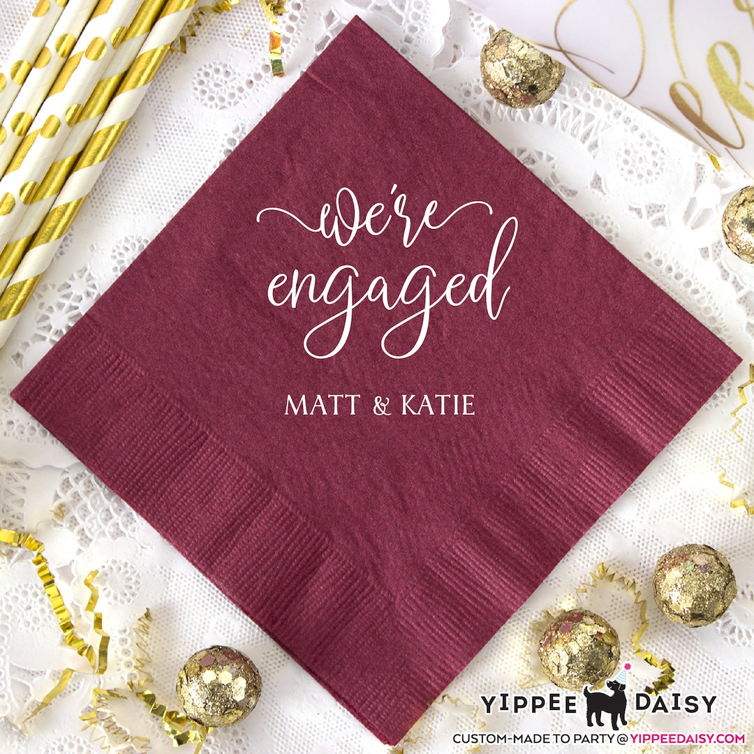 Engagement Party Napkins, Personalized Napkins, Custom Bar Napkins ...