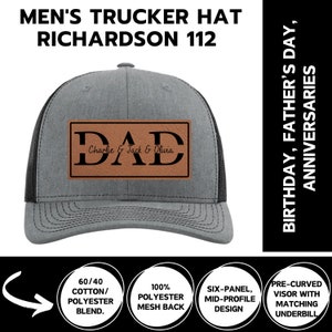 Custom Dad Hat With Kids Names - Personalized Dad Hat - Fathers Day ...