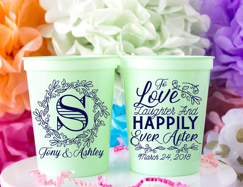 Wedding Cups Personalized Cups Monogram Cups Stadium Cups - Etsy