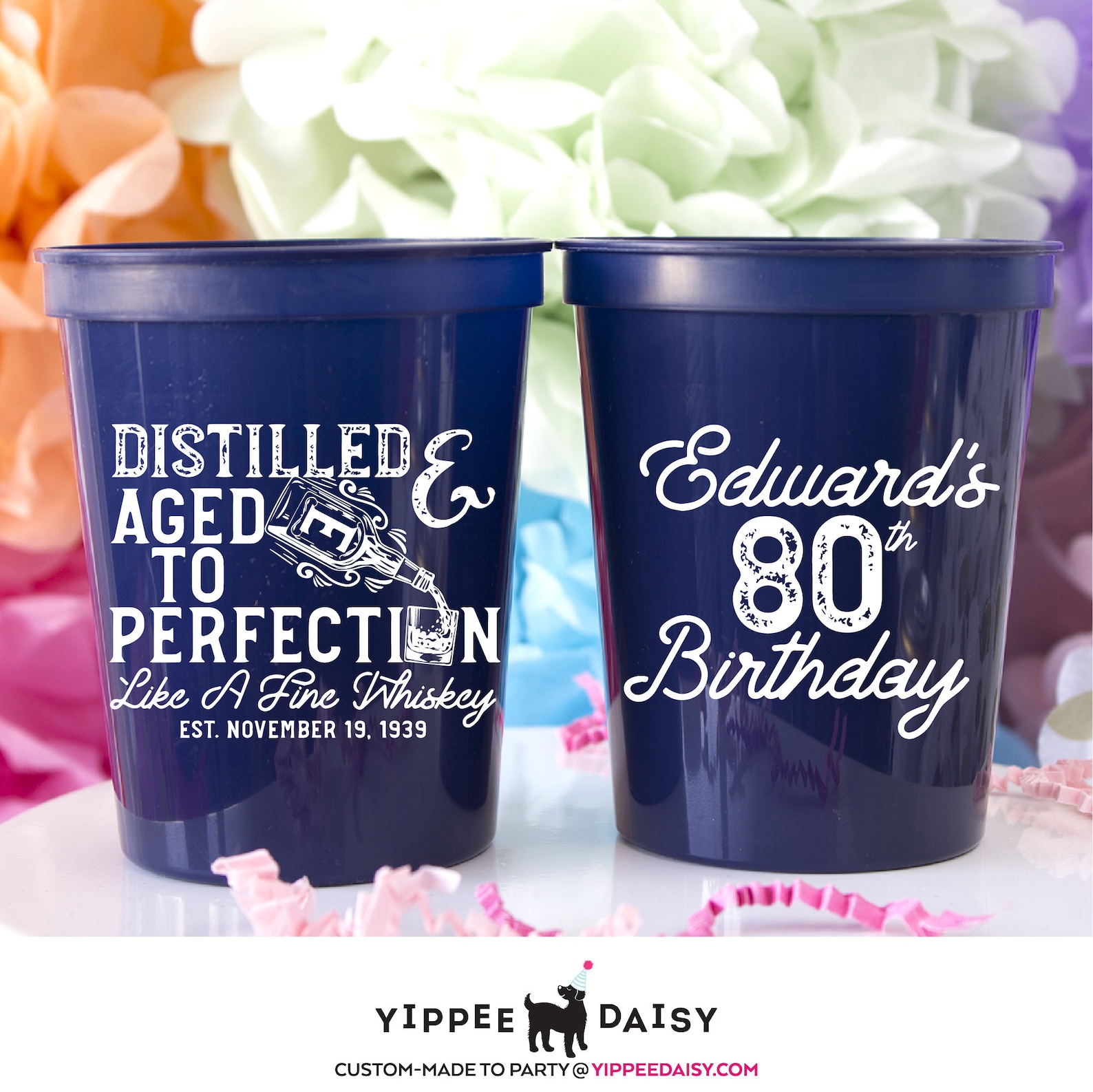 Personalized Birthday Cups, 80th Birthday Plastic Cups, Aged to ...