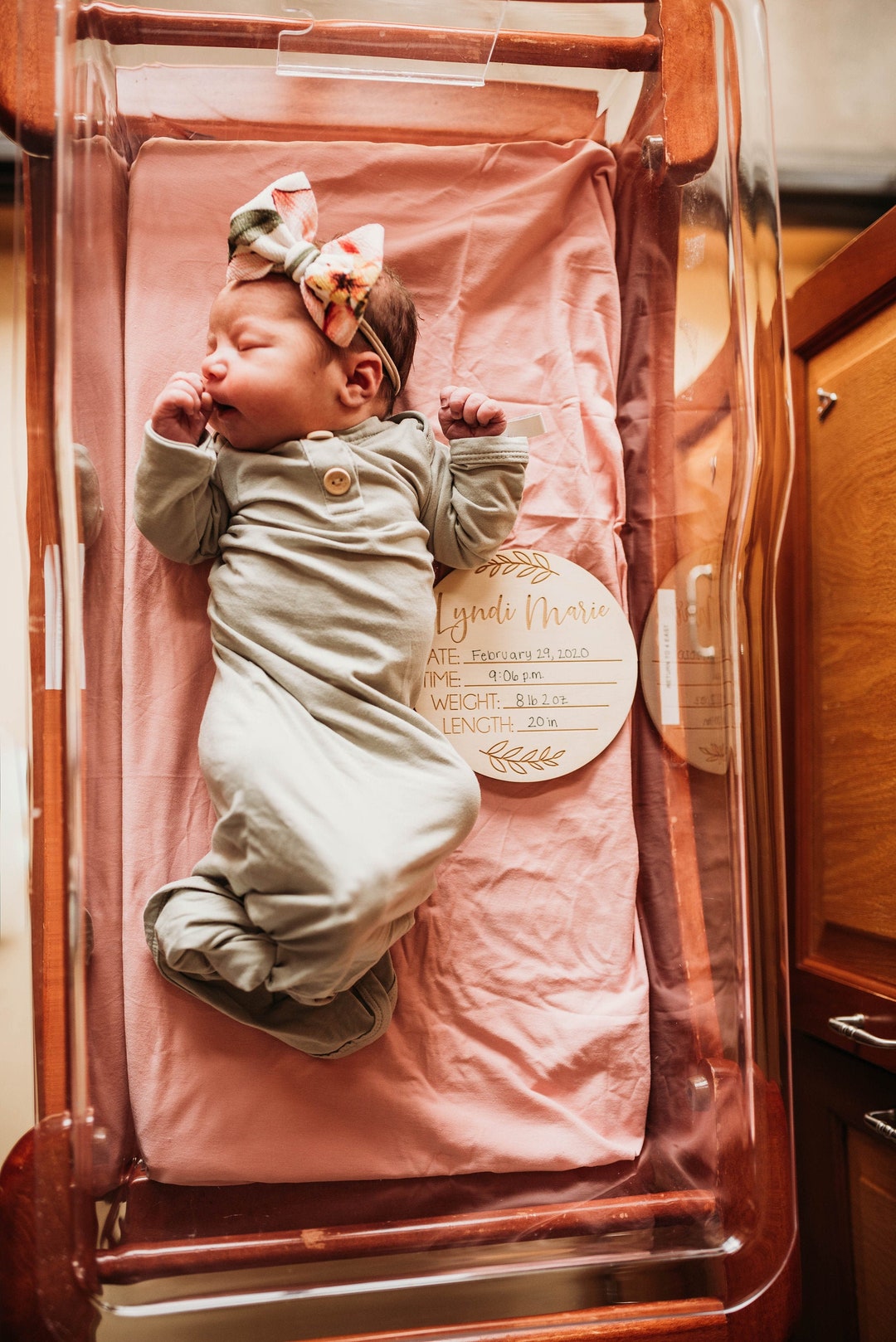 Round Wooden Baby Name Sign, Birth Announcement Sign, Newborn Baby Name ...