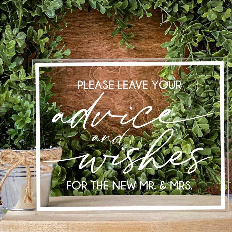 Advice And Wishes To The New Mr And Mrs Acrylic Wedding Sign Etsy