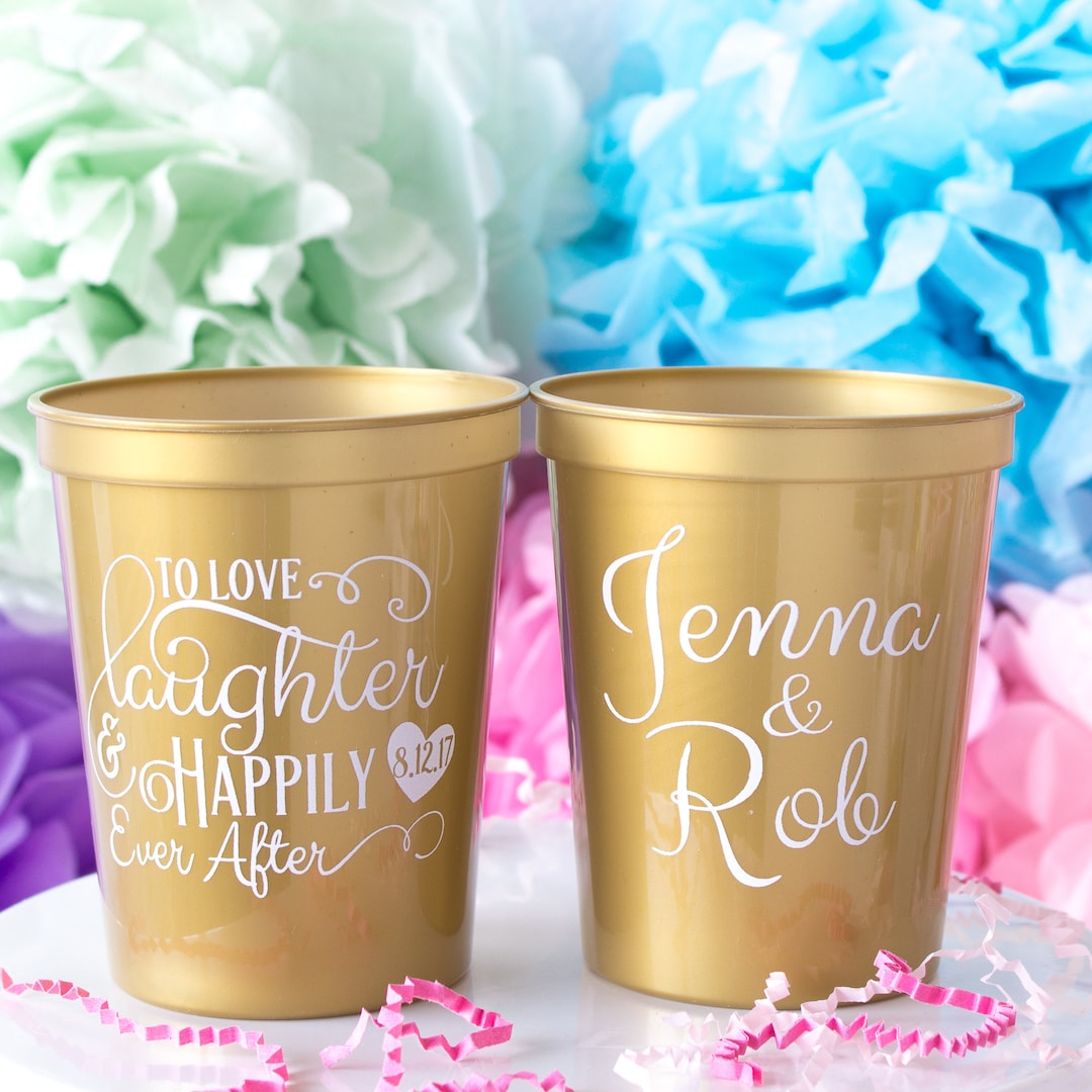Gold Wedding Cups, Gold Stadium Cups, Gold Party Cups, Personalized ...