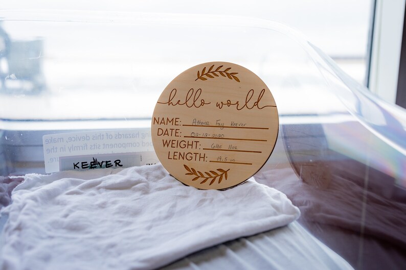 Birth Announcement Sign Hospital Welcome Sign Round Wooden - Etsy