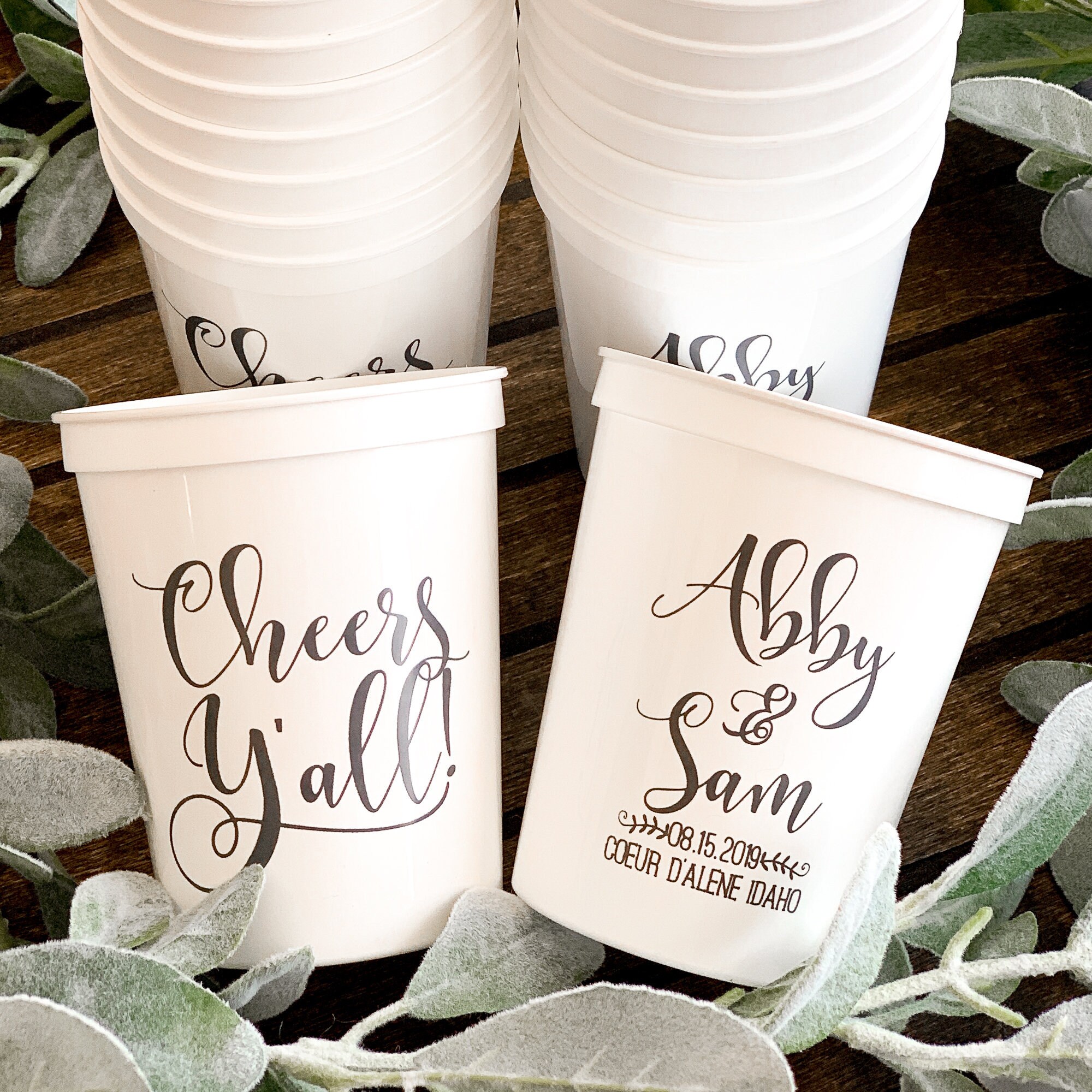 Custom Wedding Cups Cheers Y'all Wedding Party Cups | Etsy