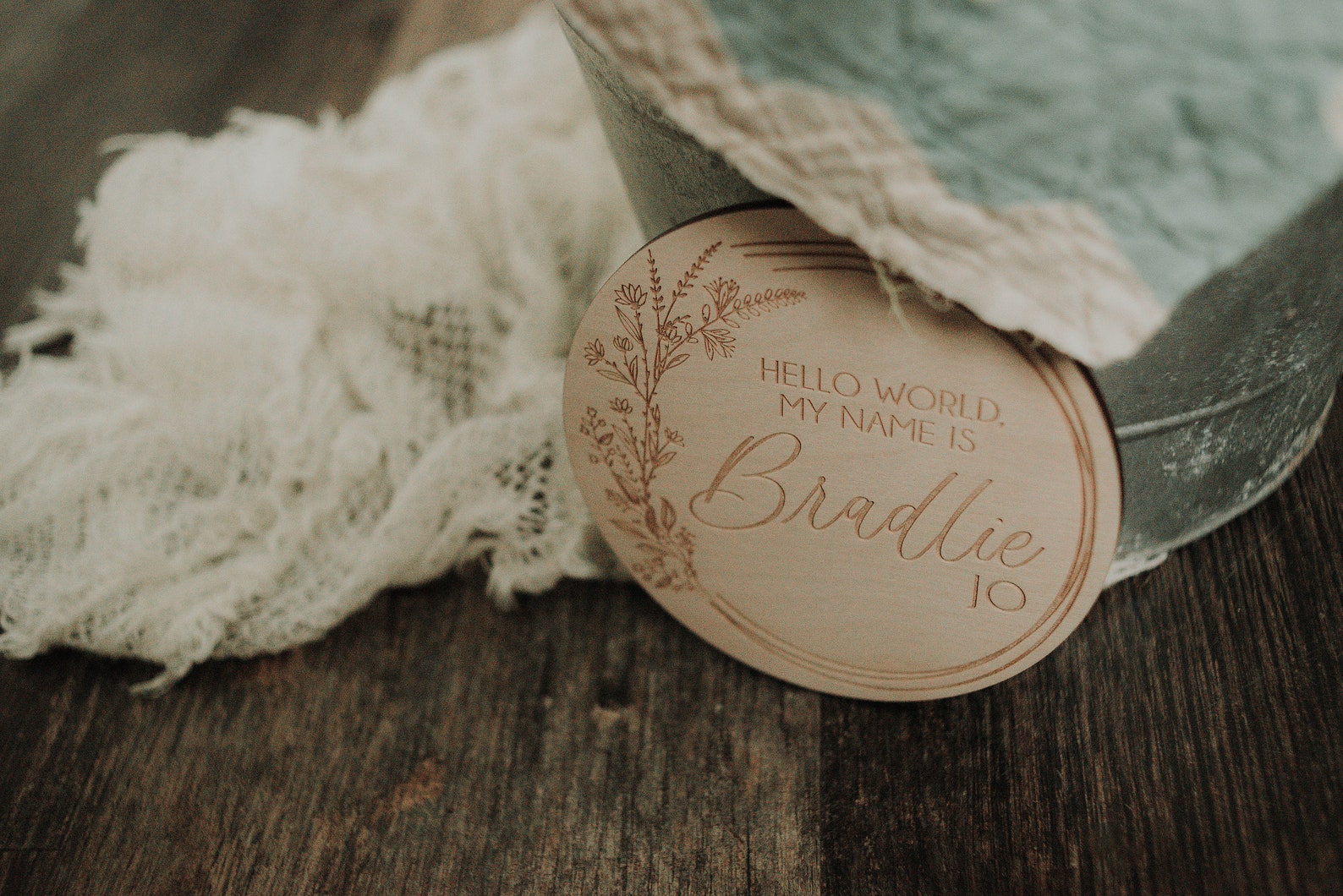 Newborn Name Sign Hello World My Name Is Floral Baby Name | Etsy