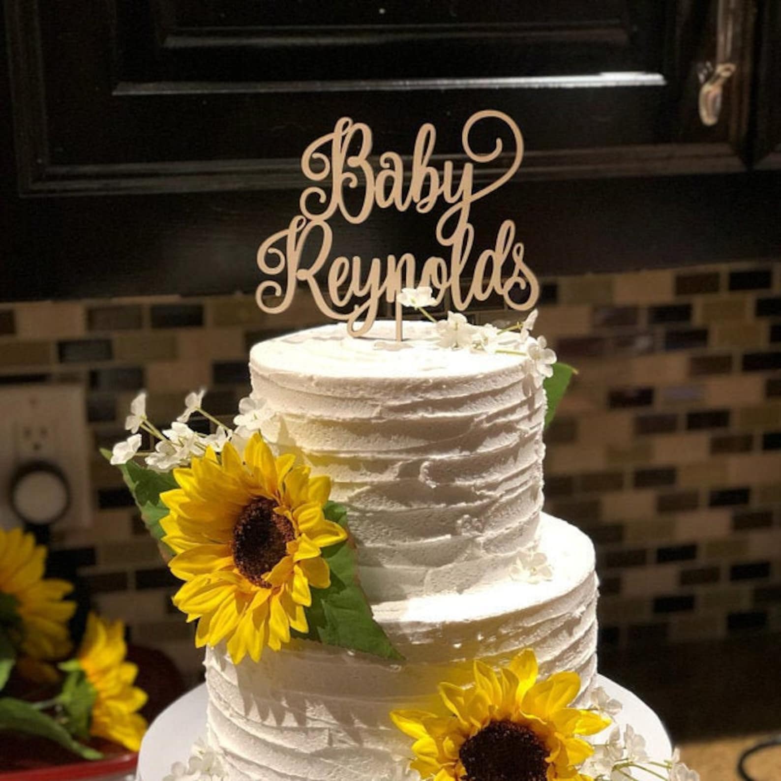 Custom Baby Cake Topper, Baby Name Cake Topper, Rustic Baby Shower Cake ...