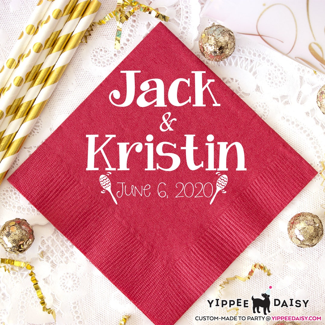 Personalized Wedding Napkins, Wedding Fiesta Napkins, Destination ...