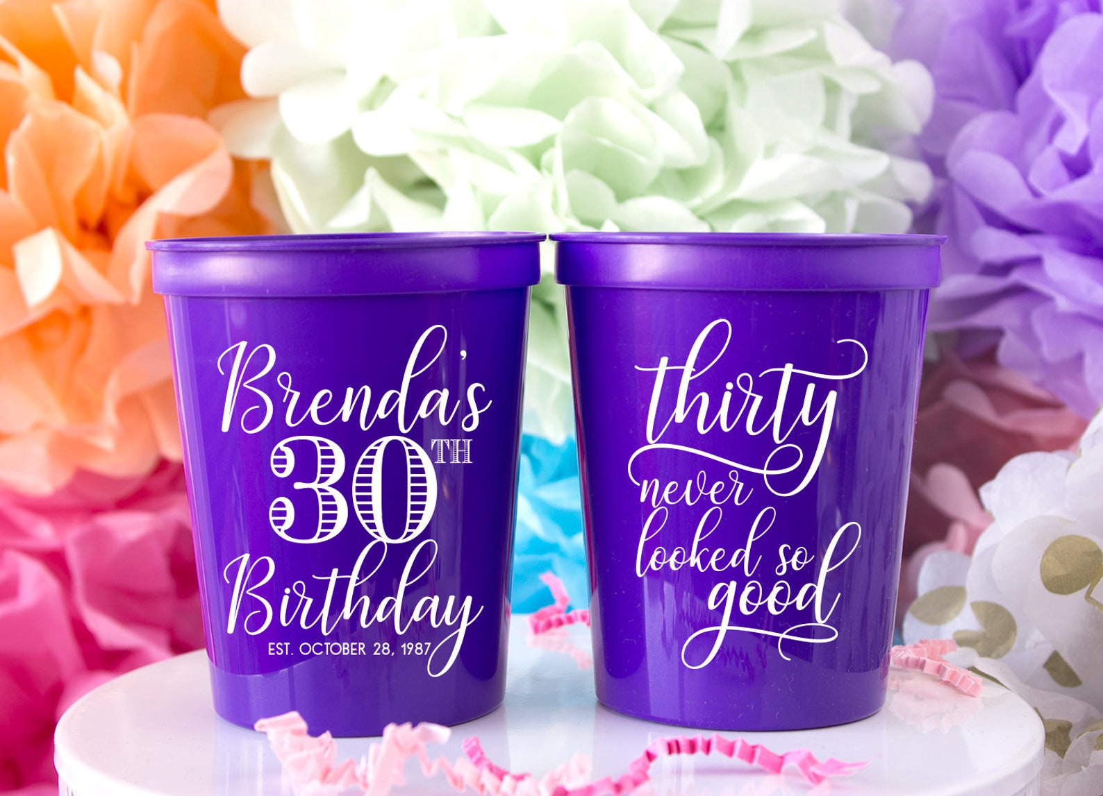 Personalized Cups Birthday Cups 30th Birthday Party Cups | Etsy