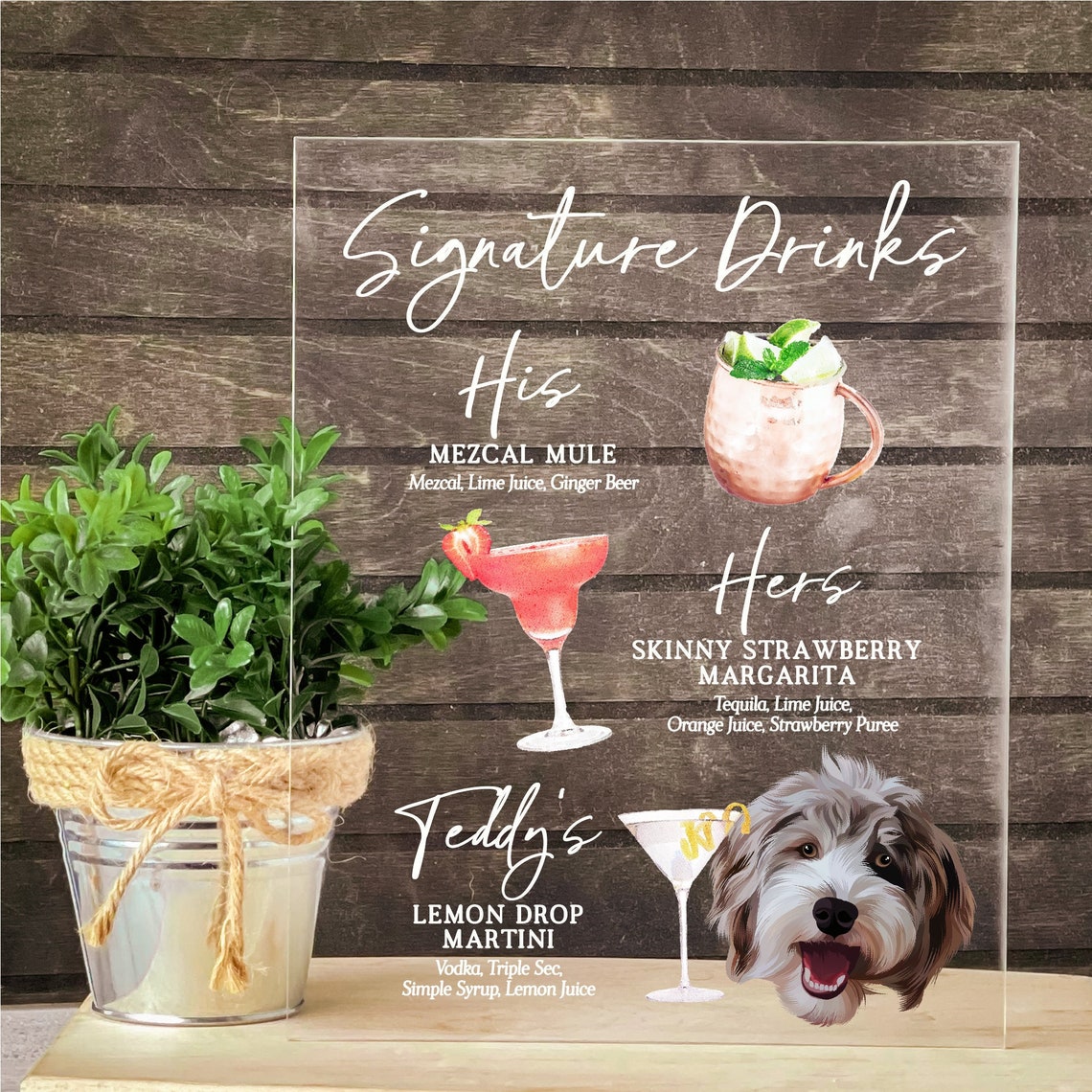 Pet Signature Drink Menu Dog Signature Cocktail Menu Wedding - Etsy
