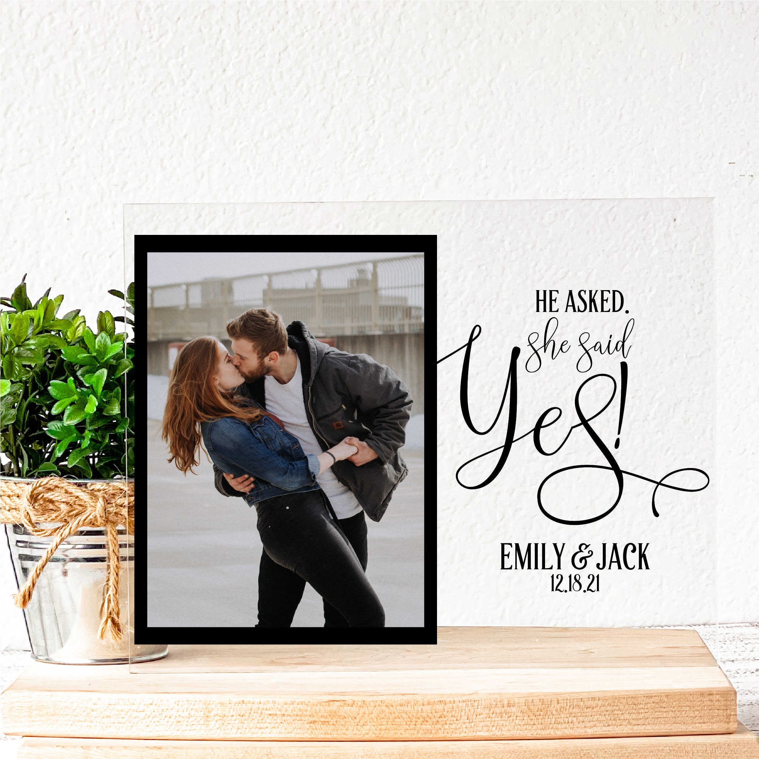 Personalized He Asked She Said Yes Photo Frame Plaque Engagement Gifts ...