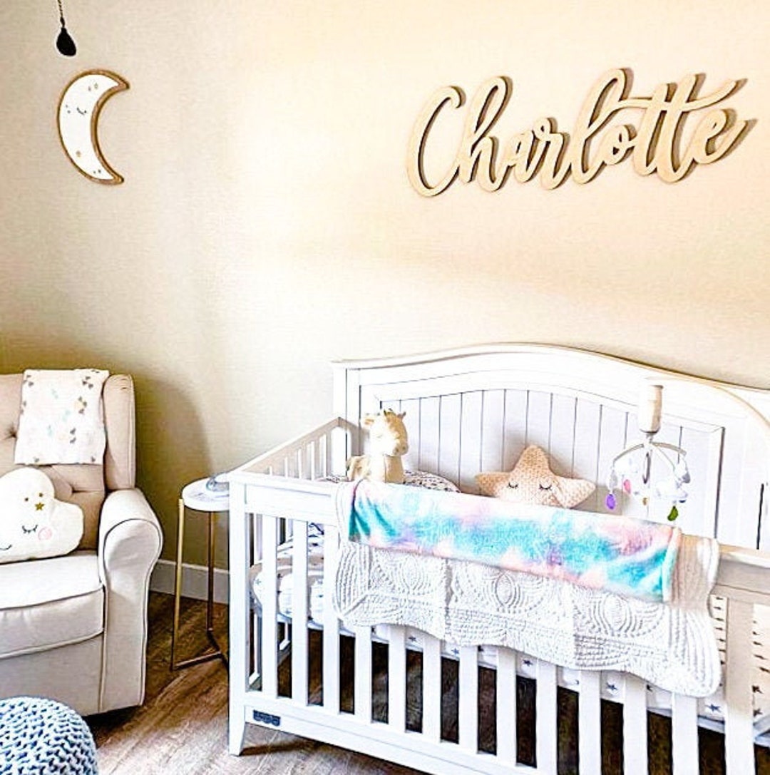 Wood Baby Name Sign Nursery Wall Art Girls Room Decor Large Custom Name ...