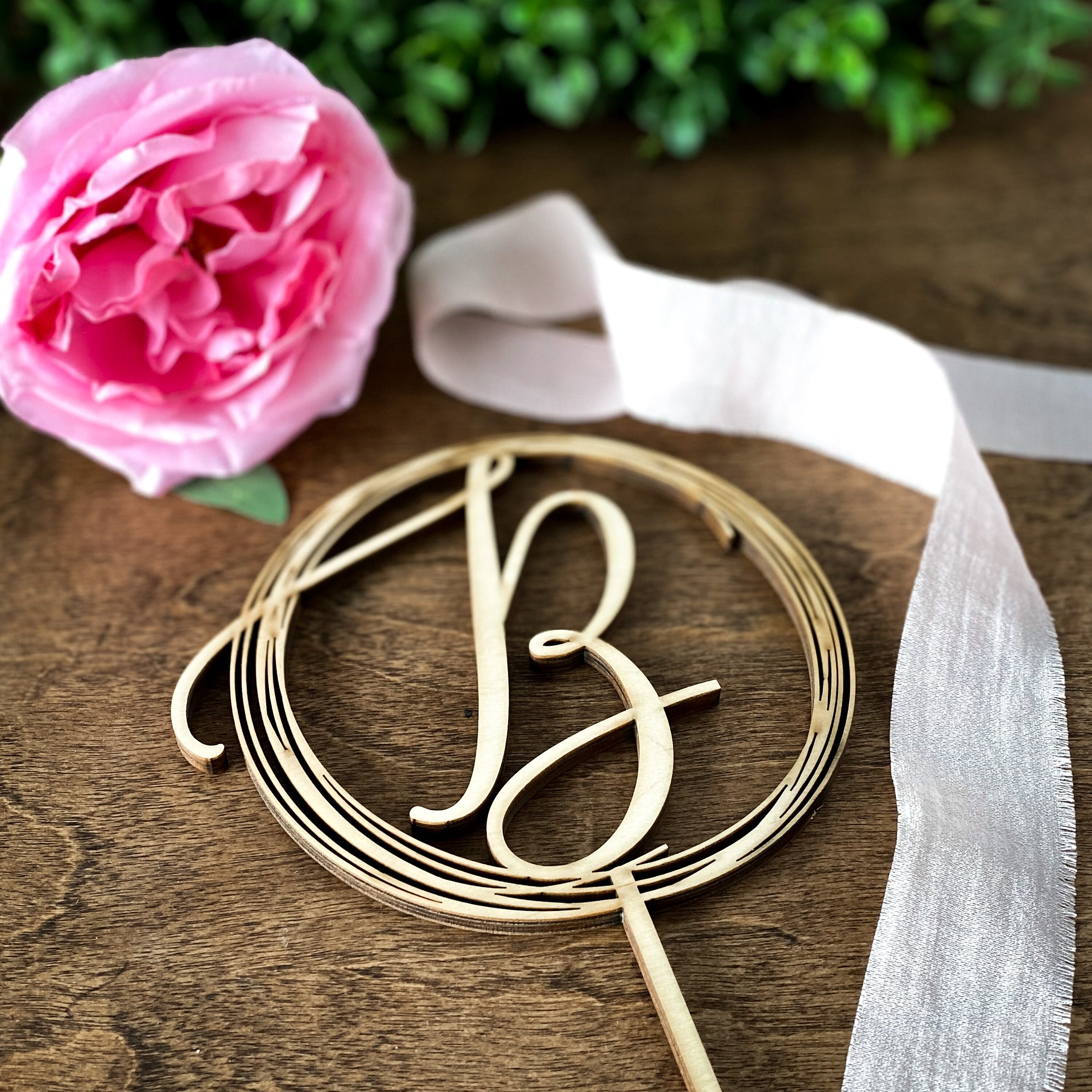 Letter Cake Topper Rustic Cake Topper Monogram Cake Topper Wooden Cake ...